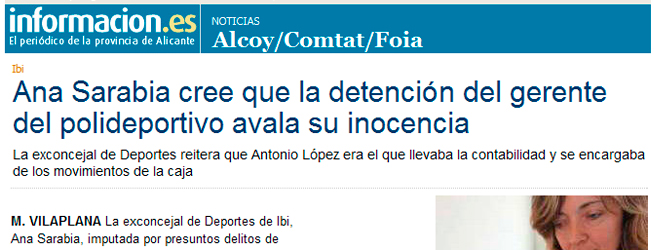 Ana Sarabia cree que la detención del gerente... - PSOE IBI